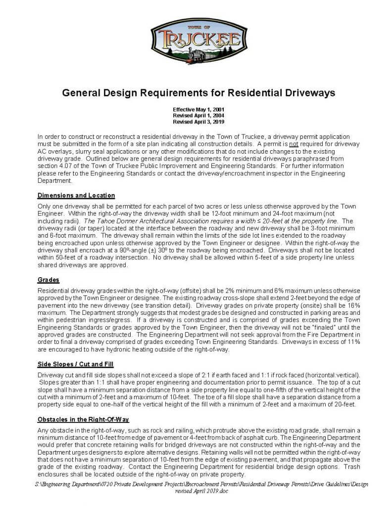 Town of Truckee Engineering - Contractors Association of Truckee Tahoe